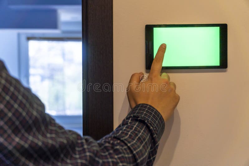 Smart Home Climate Control Device on a Wall Stock Image - Image of ...
