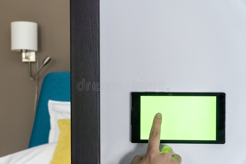 Smart Home Climate Control Device on a Wall Stock Image - Image of ...