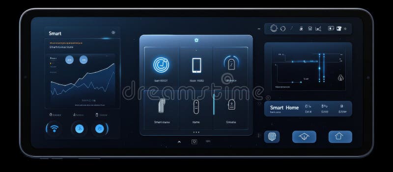 Smart Home Control Interface Displayed on a Modern Tablet Screen Stock ...