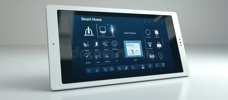 Smart Home Control Tablet Displaying Various Options Management ...
