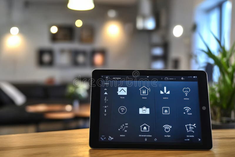 Smart Home Control Interface on Tablet Stock Illustration ...