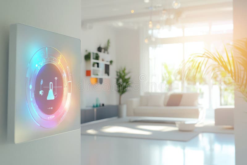 Smart Home Control Panel with a Colorful Digital Interface in a Modern ...