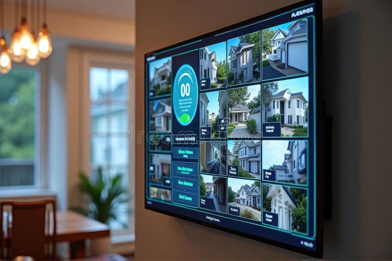 Smart Home Control Panel Displaying Modern House Monitoring System ...