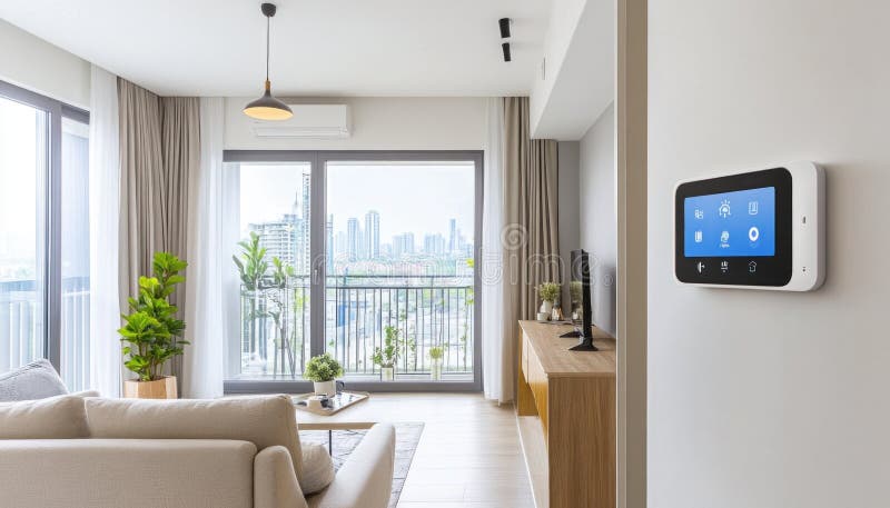 Smart Home Control Panel Displaying Various Functions in Modern ...