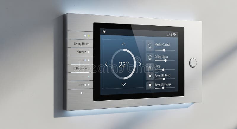Smart Home Control Panel Interface on Wall Stock Illustration ...