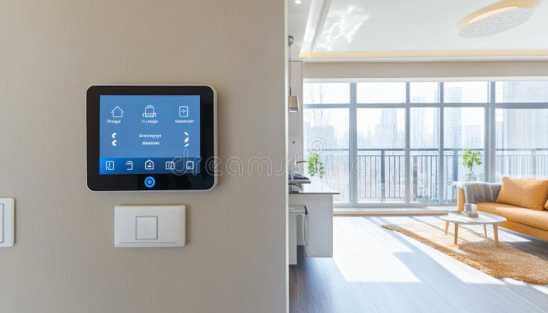 Smart Home Control Panel Managing Modern Apartment Lighting and Temperature Stock Image - Image ...