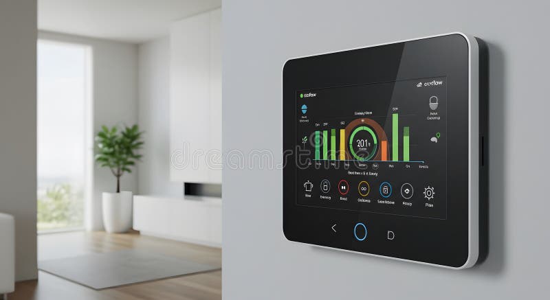 Smart Home Control Panel in Modern Interior Stock Illustration ...