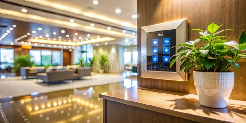 Smart Home Control Panel with Plant in Modern Lobby, Smart Home, Home Automation, Interior ...
