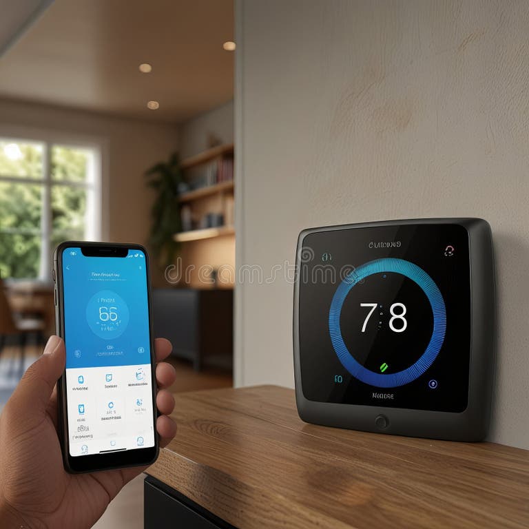 Smart Home Control Panel Projected Onto Living Room Wall Iot Devices ...