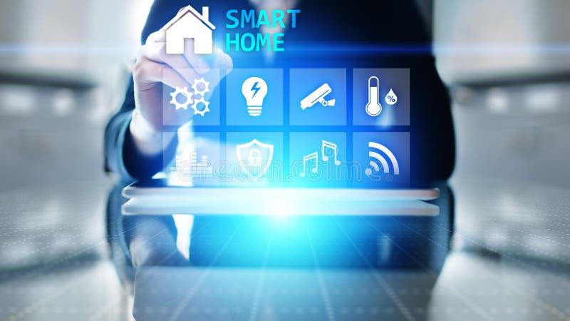 Smart Home Control Panel on Virtual Screen. Internet of Things, IOT ...