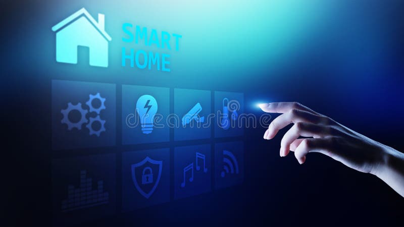 Smart Home Control Panel on Virtual Screen. Internet of Things, IOT ...