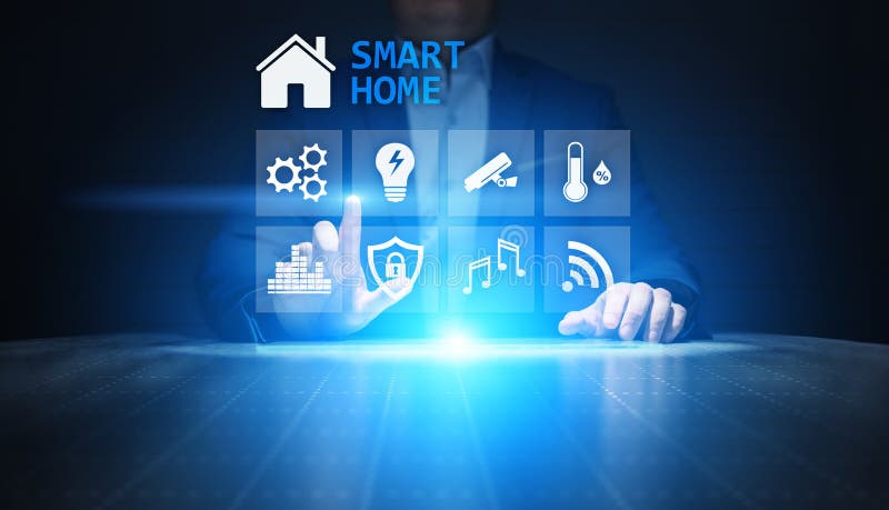 Smart Home Control Panel on Virtual Screen. Internet of Things, IOT ...