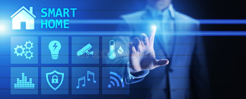 Smart Home Control Panel on Virtual Screen. Internet of Things, IOT ...