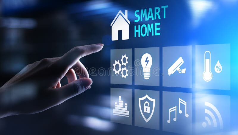 Smart Home Control Panel on Virtual Screen. Internet of Things, IOT ...