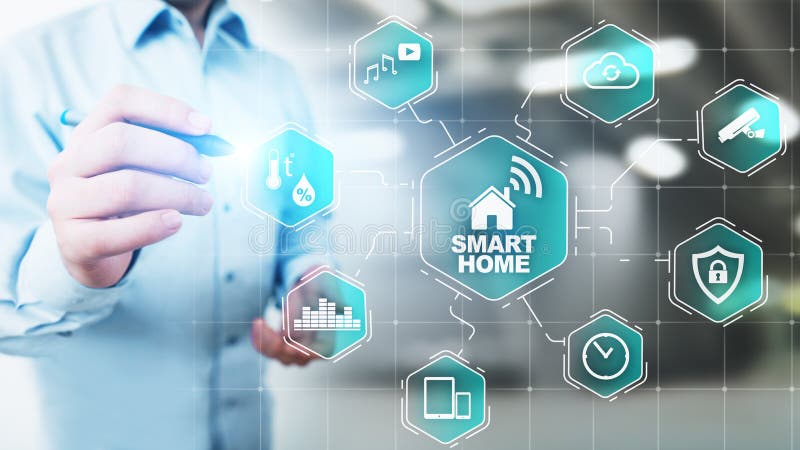 Smart Home Control Panel on Virtual Screen. IOT and Automation ...