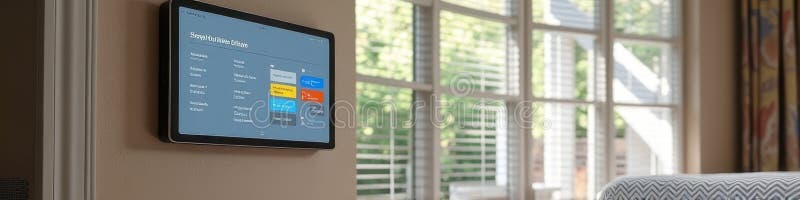 Smart Home Control Panel Wall Large Window Modern Living Room Stock ...