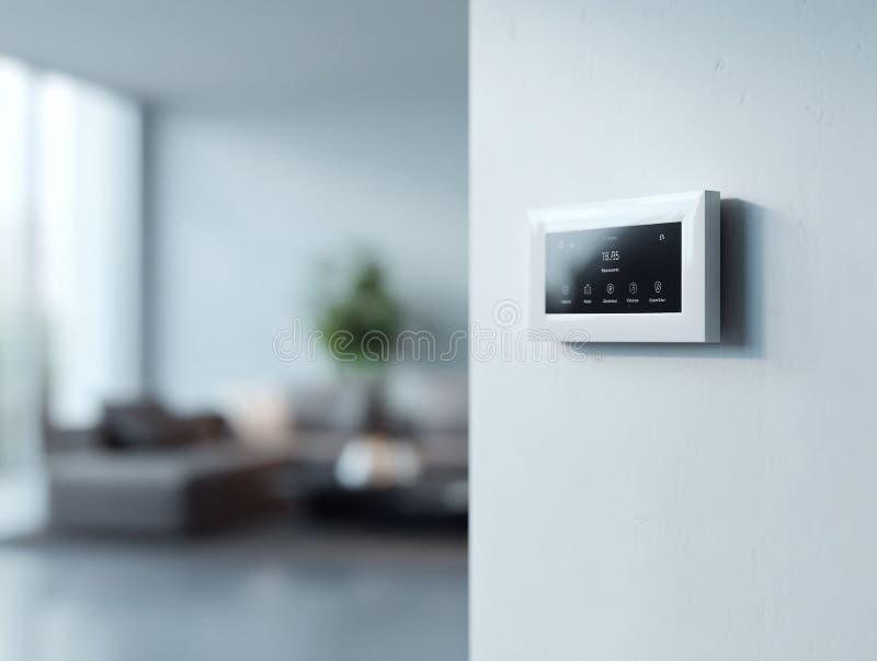 Smart Home Control Panel on a Wall. Modern Living Concept. Automation ...