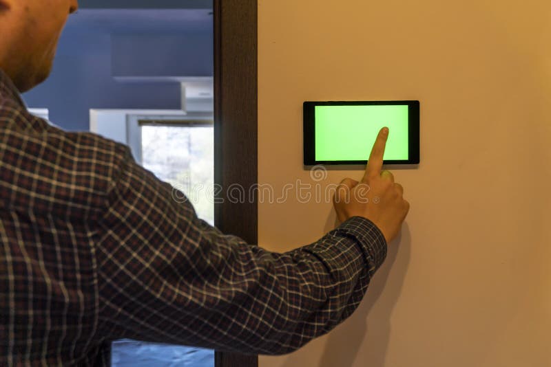Smart Home Control Device on a Wall Stock Image - Image of connection ...