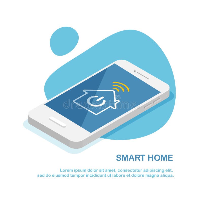 Smart Home Control by Smartphone Isometric Illustration. Stock Vector ...
