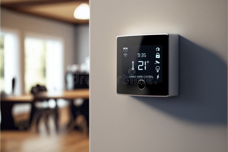 Smart Home Control System. Thermostat and Security Stock Image - Image ...