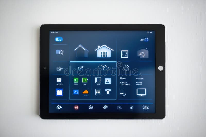 Smart Home Control Tablet Displaying Various Options for Home ...