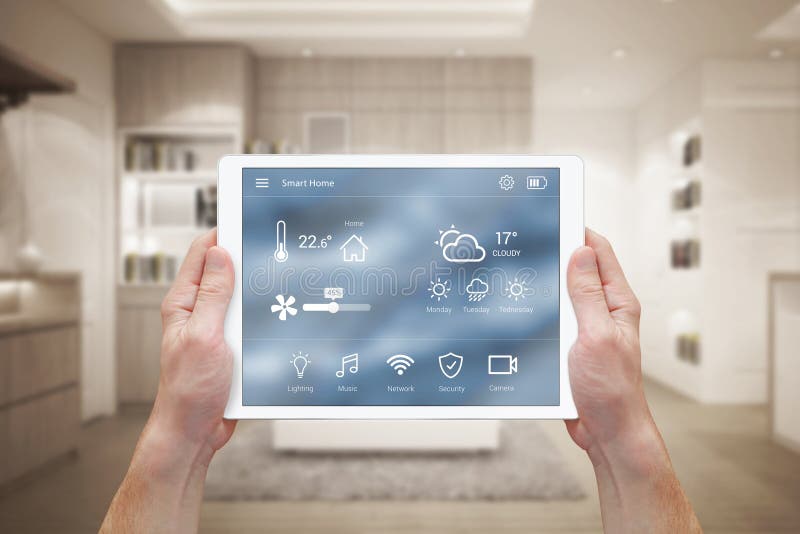 Smart Home Control on Tablet. Stock Photo - Image of light, automated ...