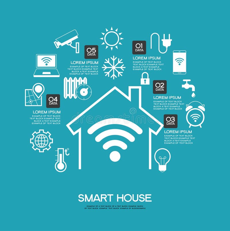 Smart Home Control Template. Stock Vector - Illustration of home ...