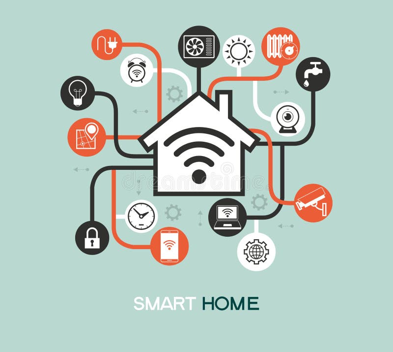 Smart Home Control Template. Stock Vector - Illustration of automation ...