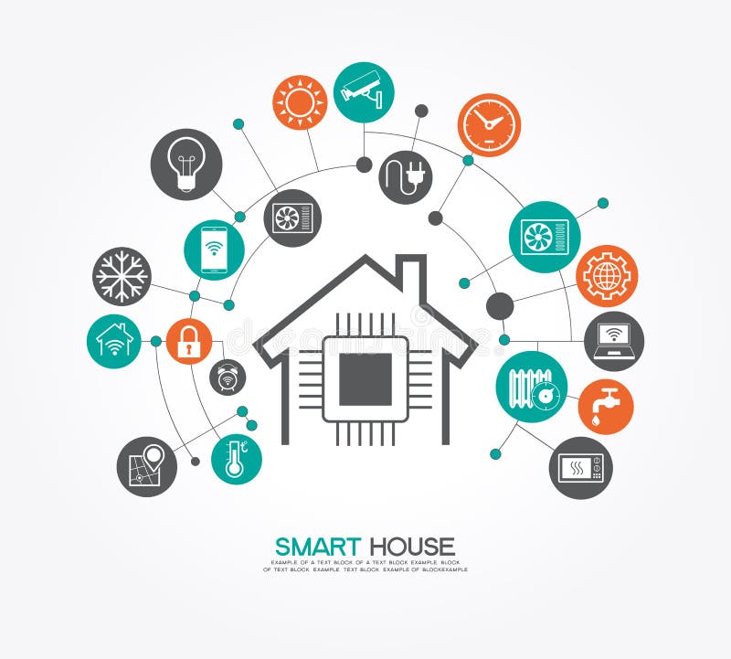 Smart Home Control Template. Stock Vector - Illustration of home ...