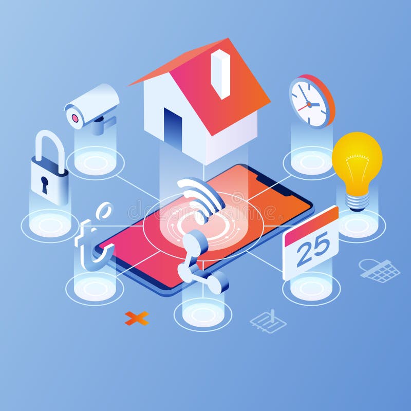 Smart Home Control Template. Stock Vector - Illustration of home ...