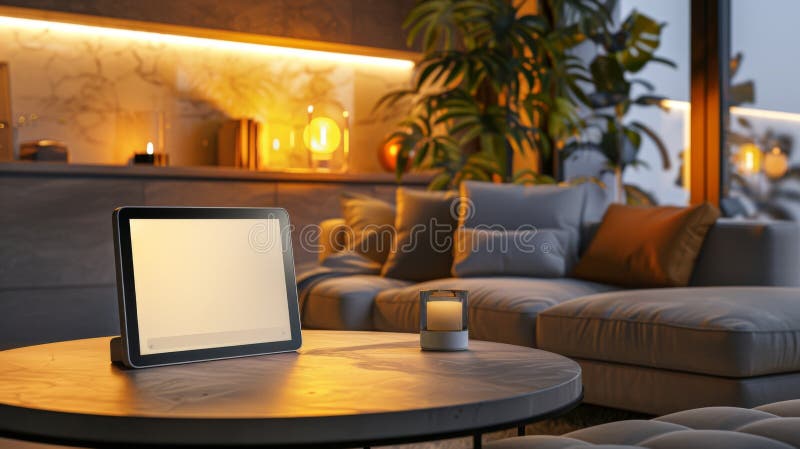 Smart Home Controller on Living Room Table, Modern Automation, AI ...