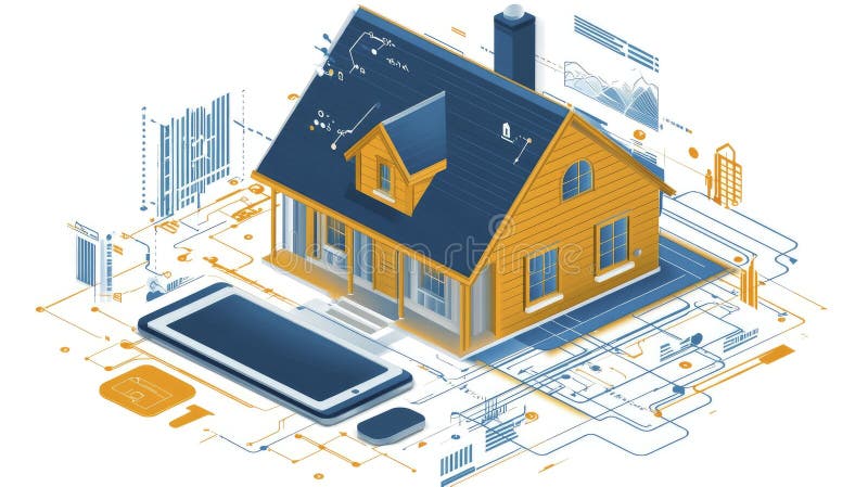 Smart Home Design Visualized with a Digital Device Stock Illustration ...