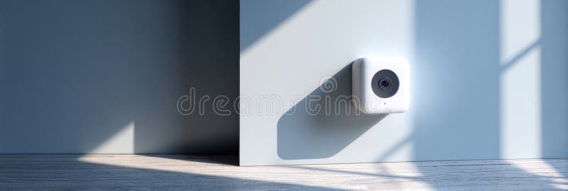 Smart Home Device Positioned in a Shadowy Corner Against a Clean Bright ...
