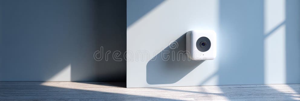 Smart Home Device Positioned in a Shadowy Corner Against a Clean Bright ...