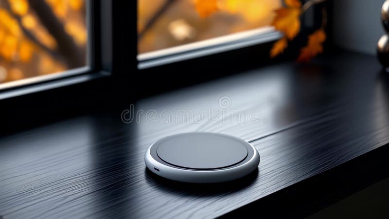 "Smart Home Device Sleek Circular Speaker Modern IoT Gadget in Warm ...