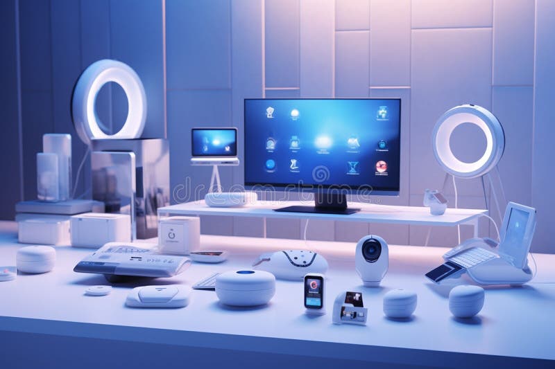 Smart Home Devices and Accessories Presenting Stock Illustration ...