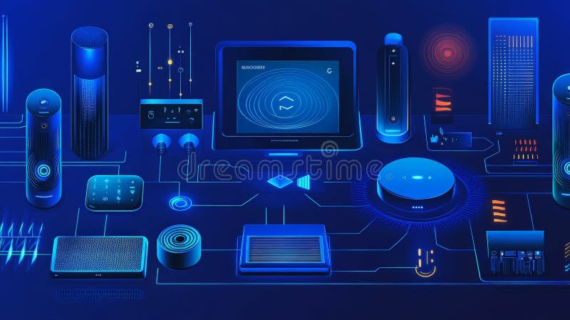 Smart Home Devices Connected by Technology Stock Image - Image of ...