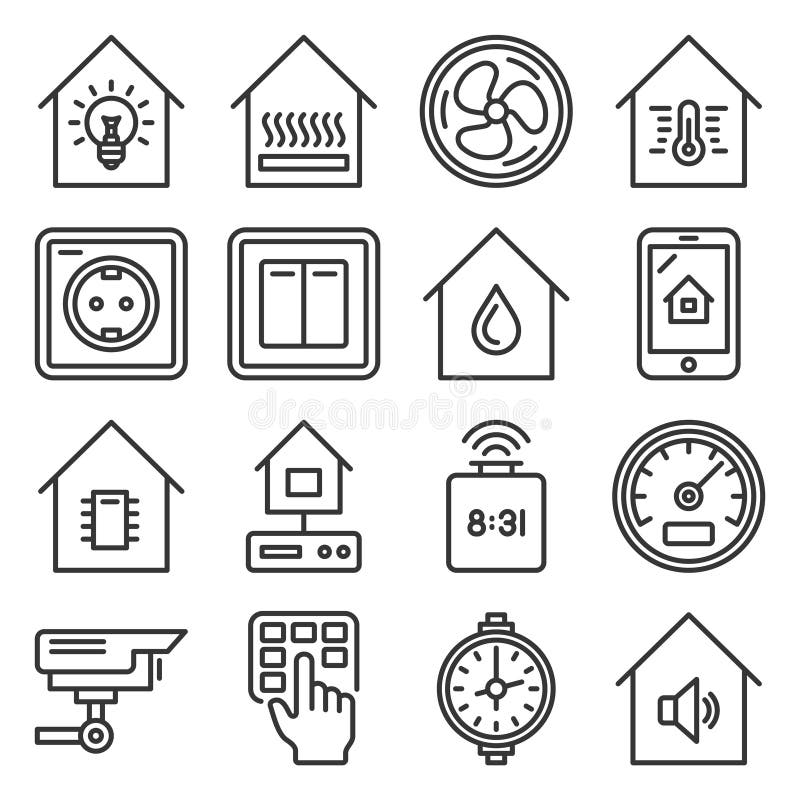 Smart Home Devices and Interface Icons Set. Vector Stock Vector ...