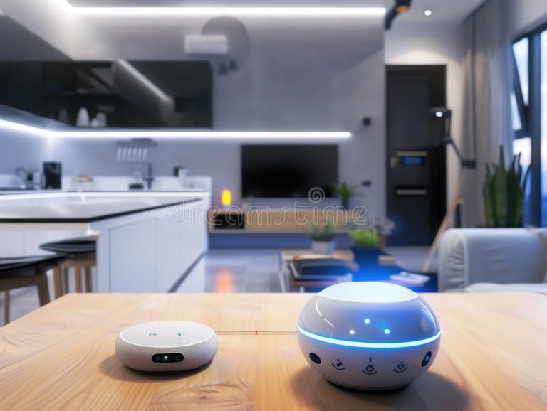 Smart Home Devices on Table Stock Image - Image of intelligent, kitchen ...