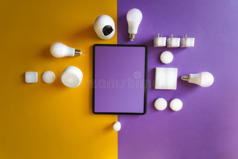 Smart Home Devices. Tablet Blank Screen Mockup Stock Photo - Image of ...