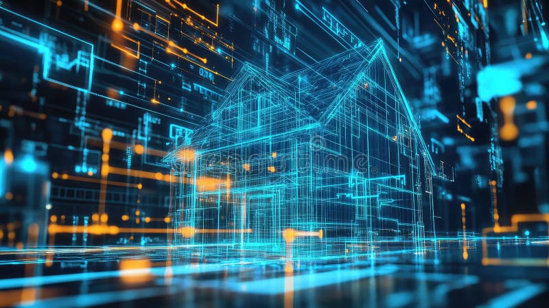 Smart Home Digital Blueprint Creating Future Architecture Stock Image ...