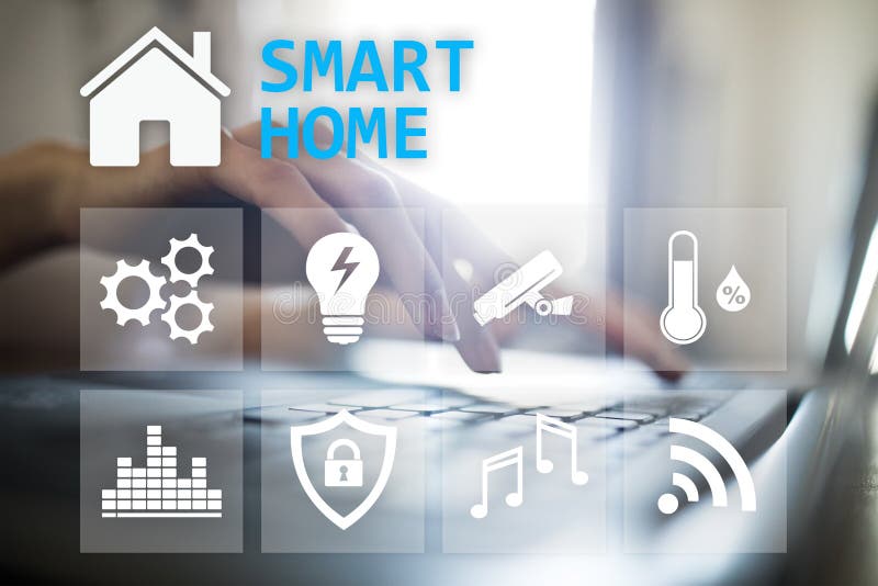 Smart Home Control Panel on Virtual Screen. IOT and Automation ...