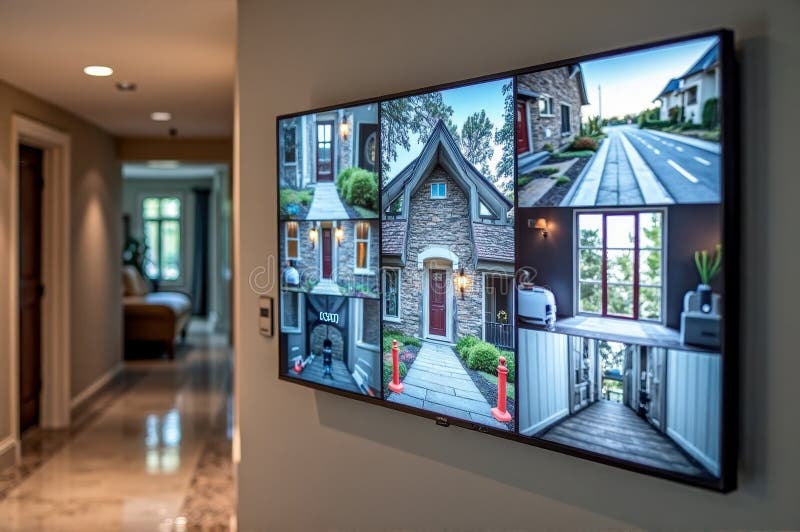 Smart Home Display Showing Modern House Interior and Exterior Photos in ...