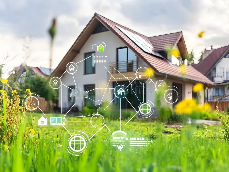 Smart Home in Eco Friendly Garden Setting Showcasing Passive Solar ...