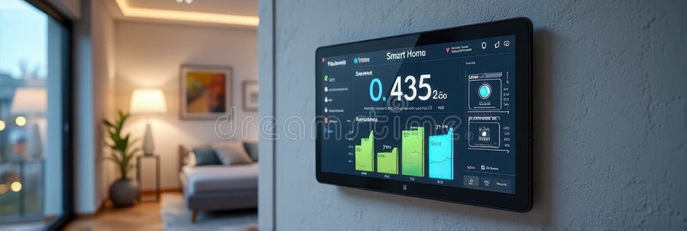Smart Home Energy Management Display in Modern Living Room Setting ...