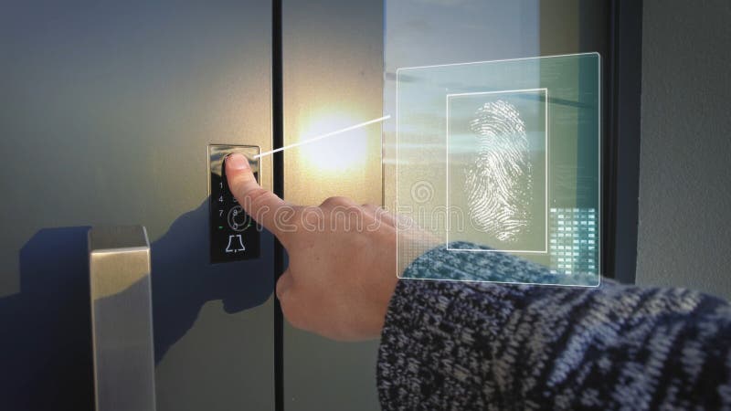 Smart Home, Fingerprint Recognition Technology, Unlocking Door Concept ...