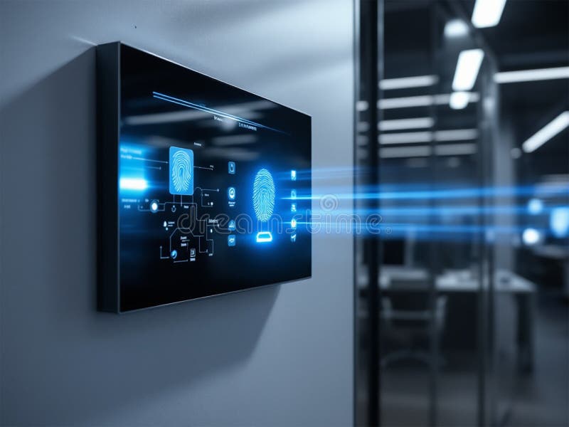 Smart Home Fingerprint Scanner Stock Illustration - Illustration of ...