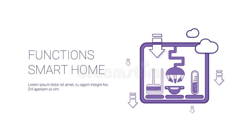 Smart Home Functions Technology Template Web Banner with Copy Space ...