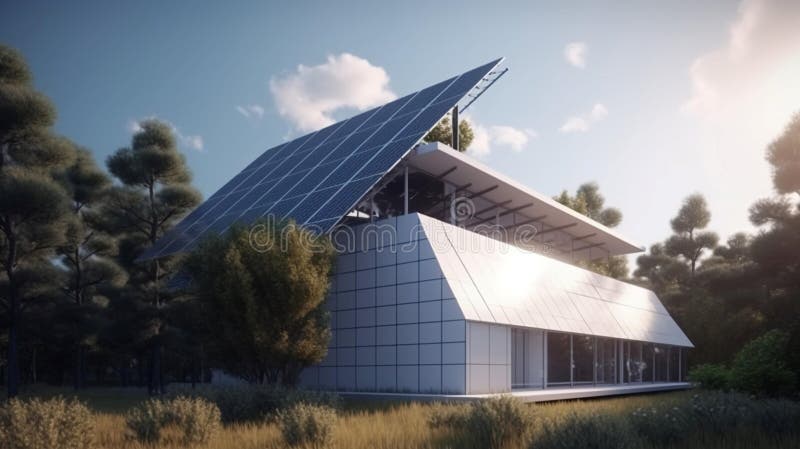 Smart Home of the Future with Solar Panels. Concept of Green of the ...