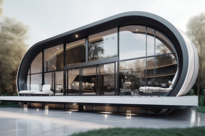 Smart Home with Futuristic Design, Featuring Sleek and Streamlined ...